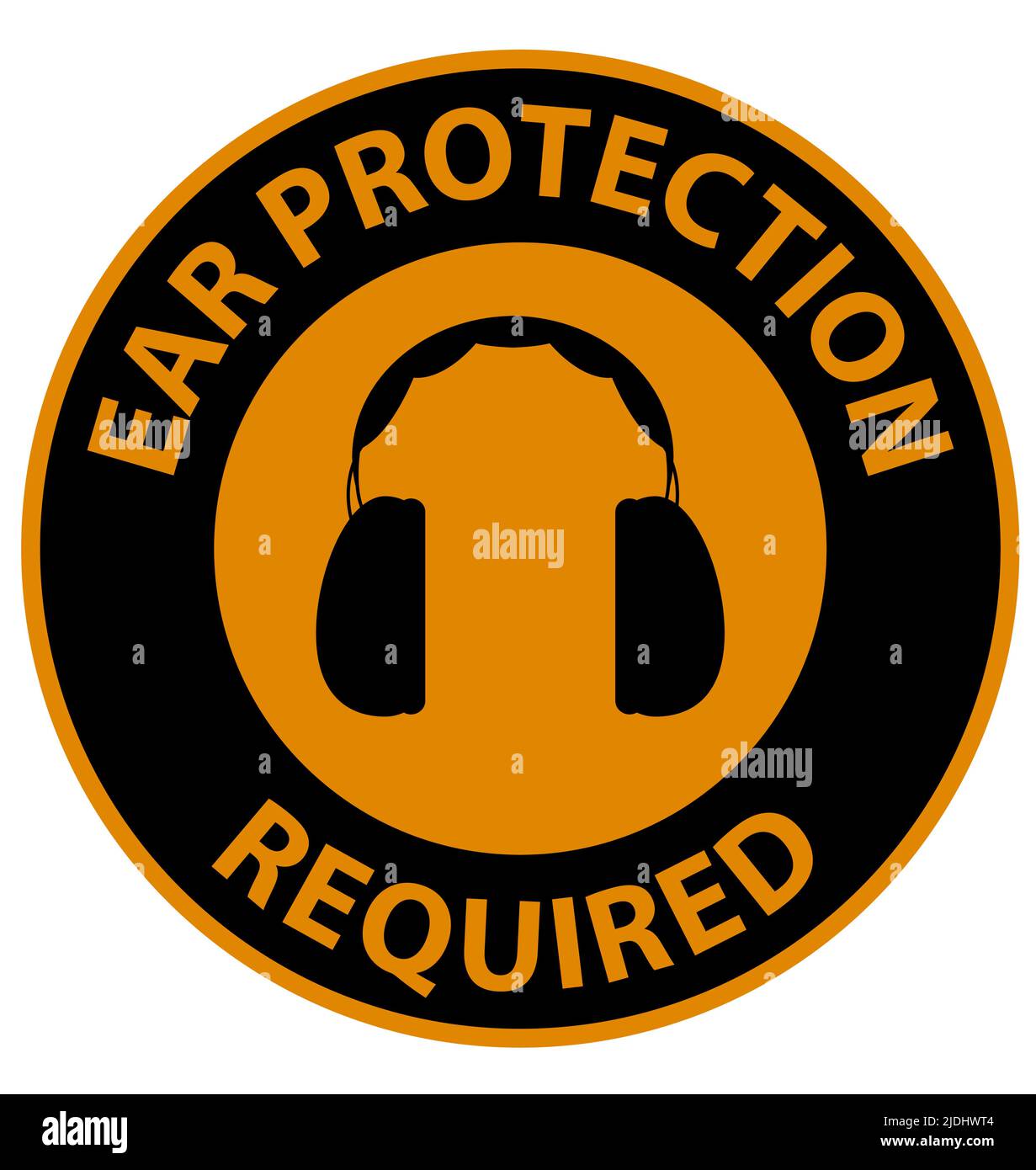 Warning Ear Protection Required Sign on white background Stock Vector ...