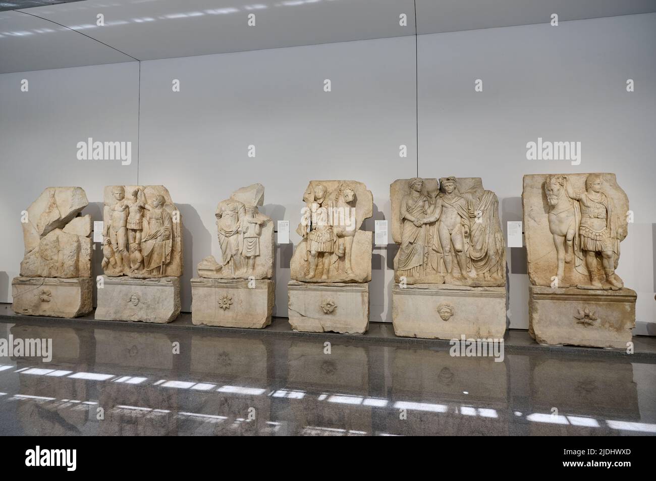 Reliefs of Sebasteion inside museum of Aphrodisias Ancient City, Hall ...