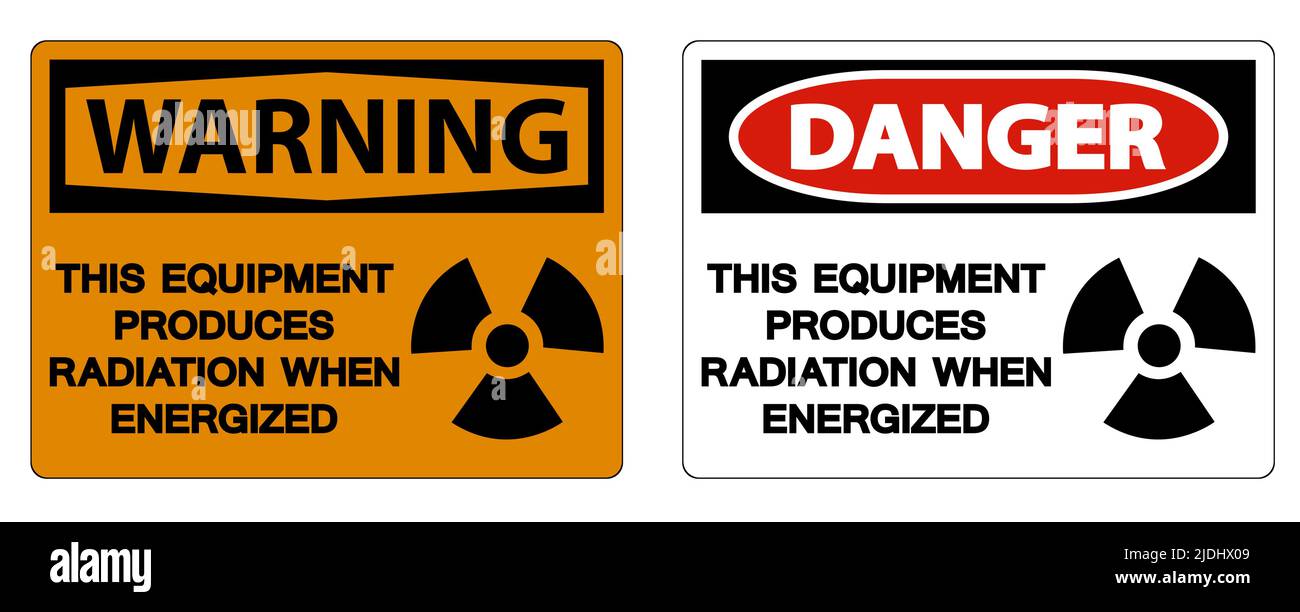 Danger This equipment produces radiation when energized Symbol Sign On ...