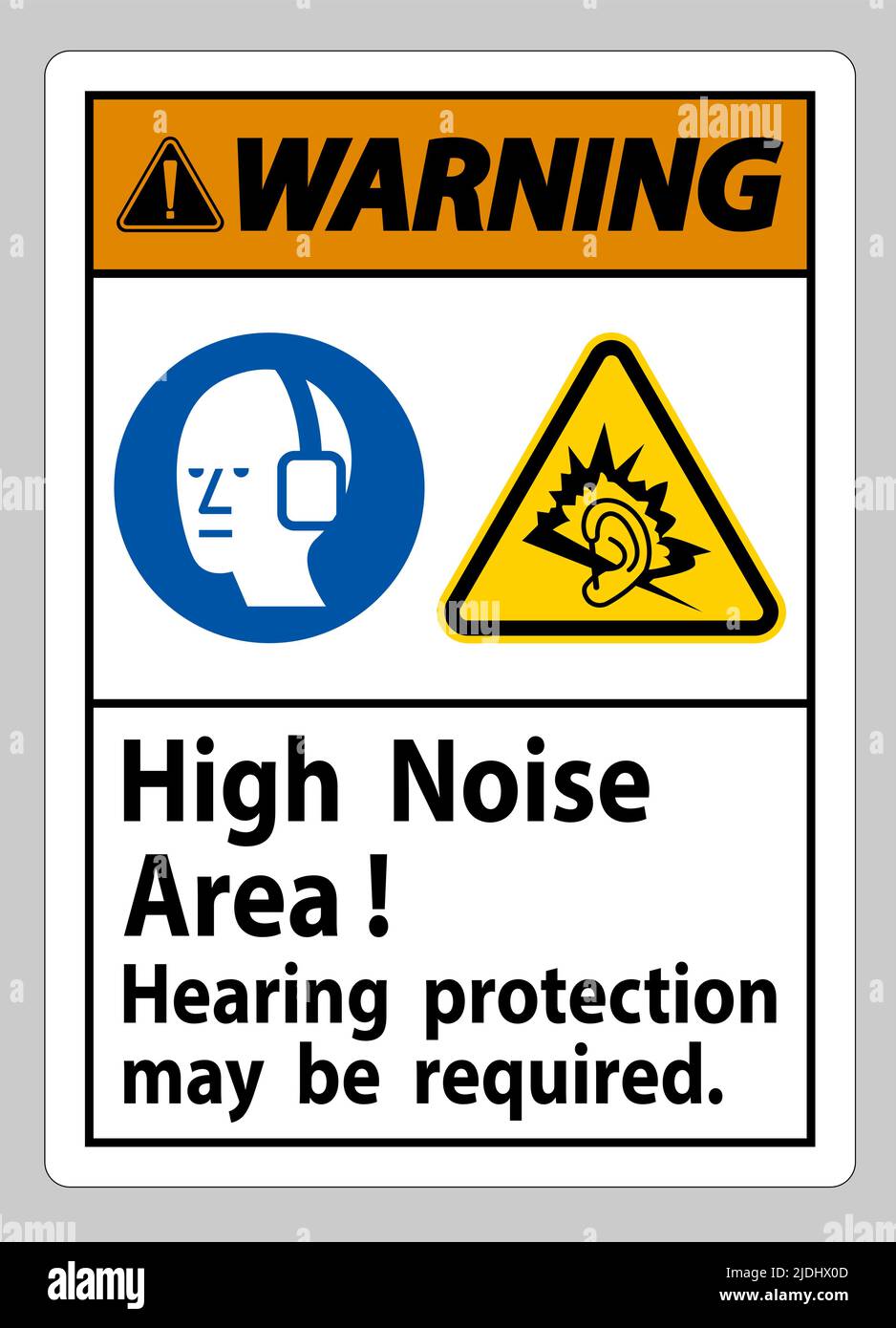 Warning Sign High Noise Area Hearing Protection May Be Required Stock ...