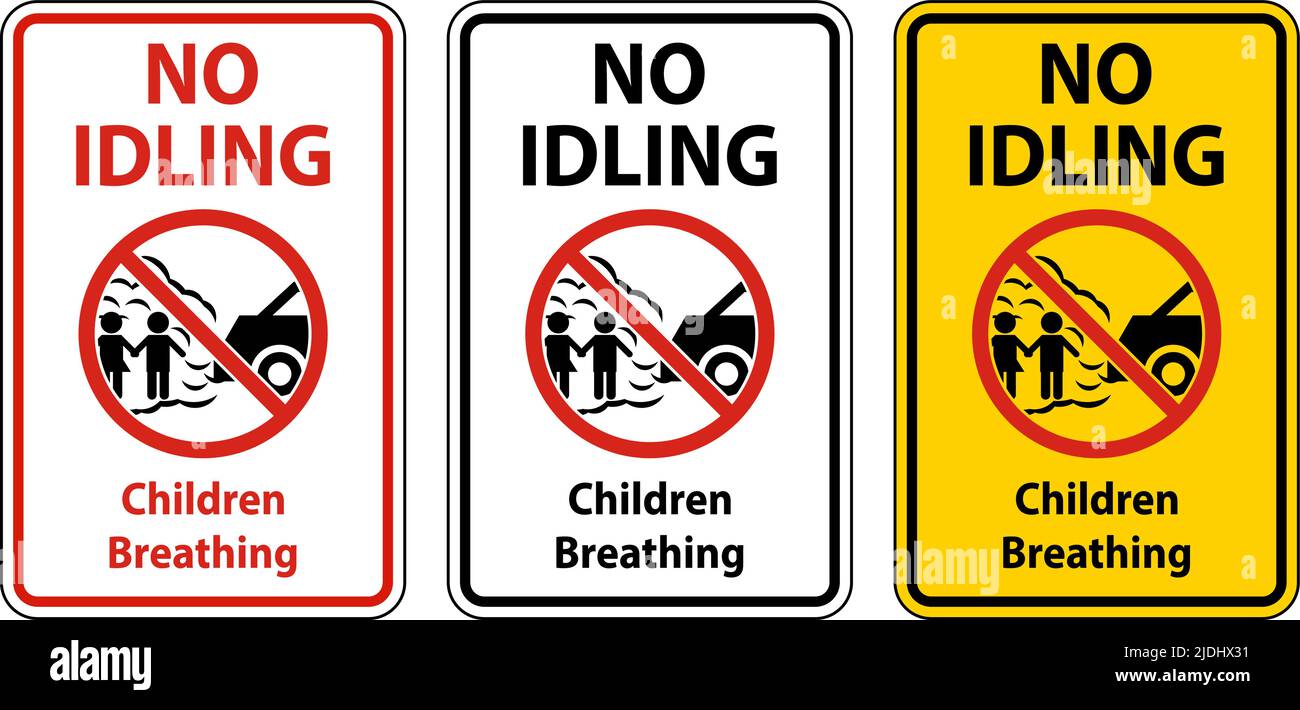 No Idling Children Breathing Sign On White Background Stock Vector ...