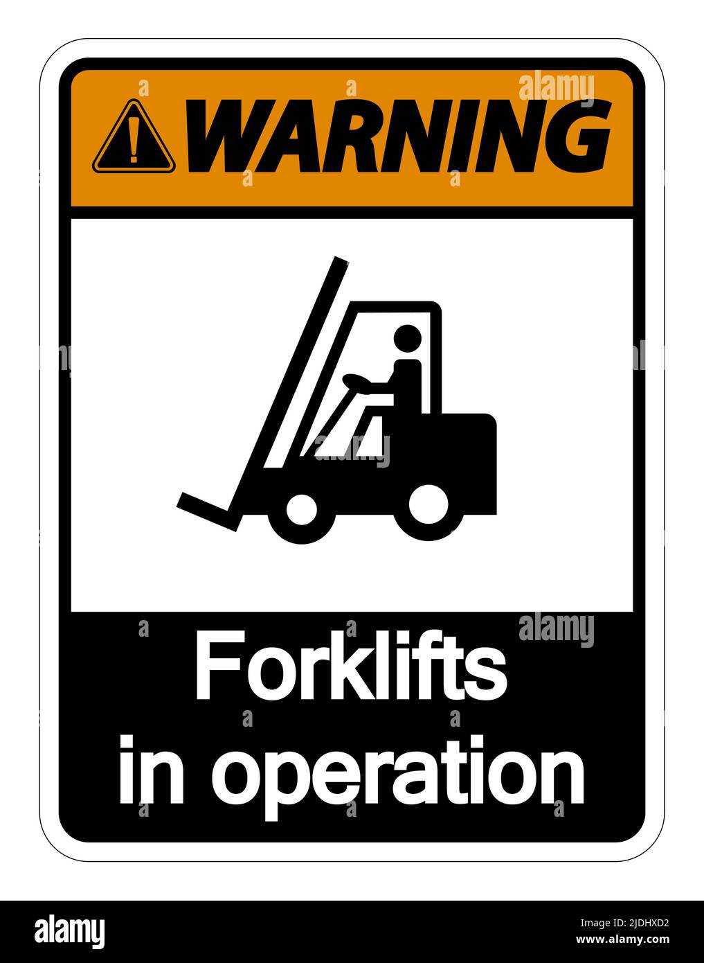 Warning forklifts in operation Sign on white background,vector ...