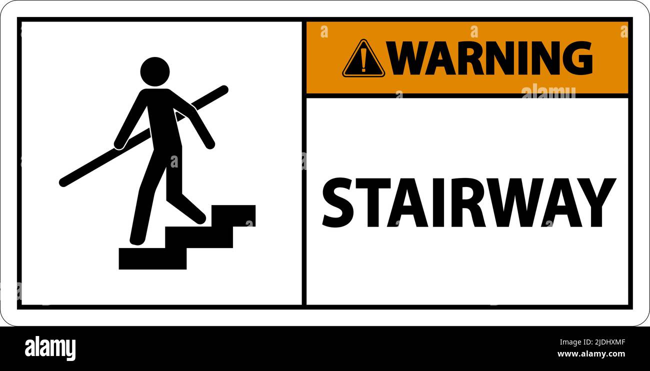 Warning Stairway Sign On White Background Stock Vector Image & Art - Alamy