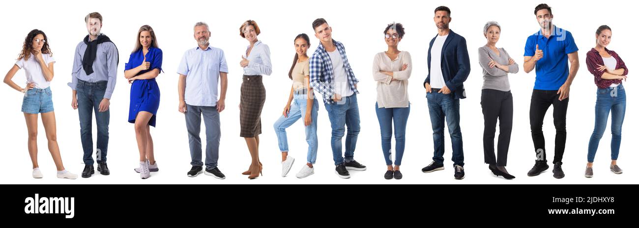 Group set of casual people full body isolated on white background Stock ...