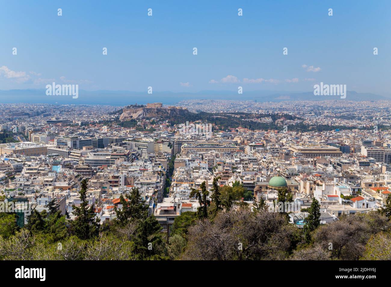 Dense living and architecture in Athens, Greece. Residential district ...