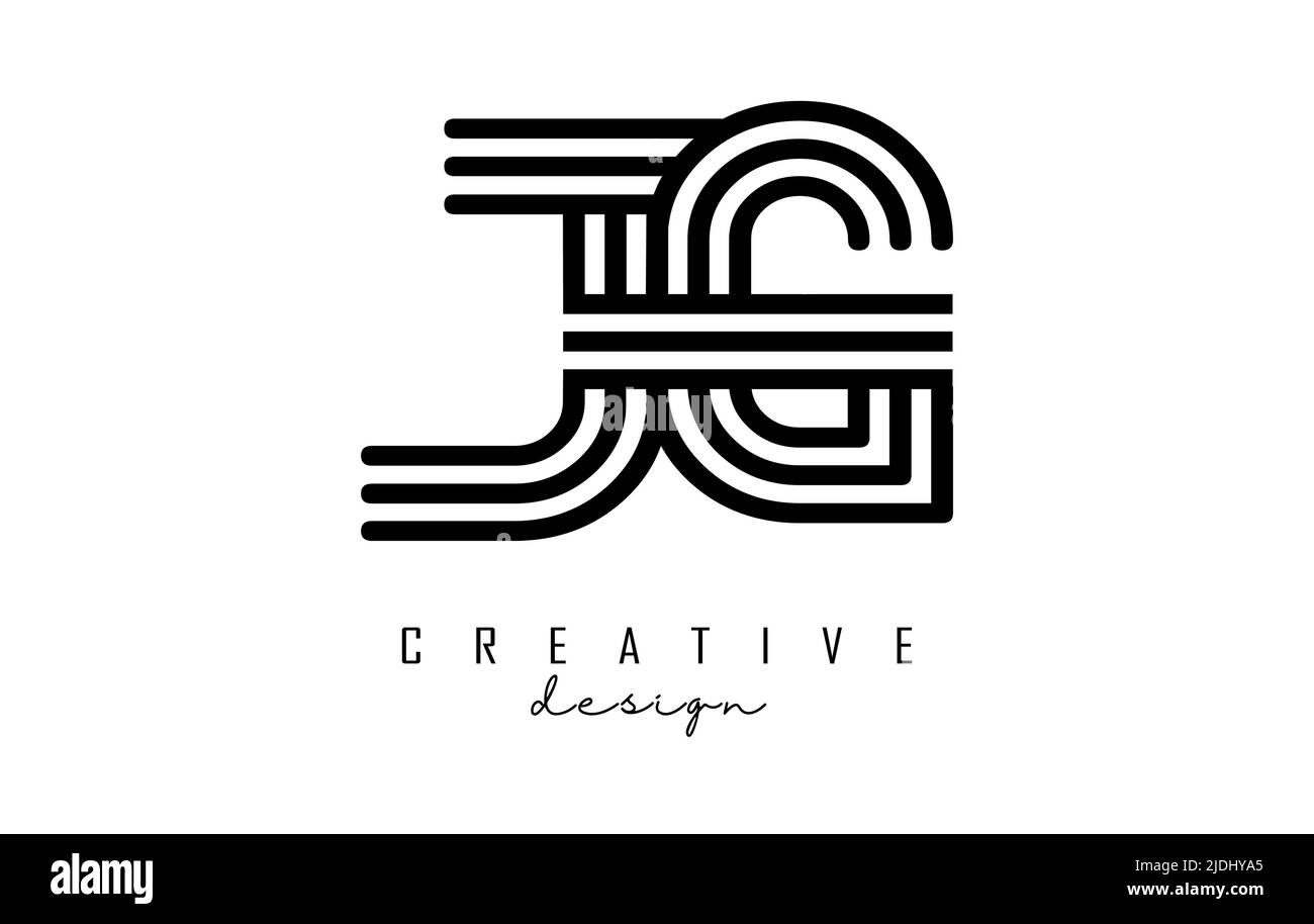 Black lines JG j g letters with monogram Logo Design. Creative vector ...