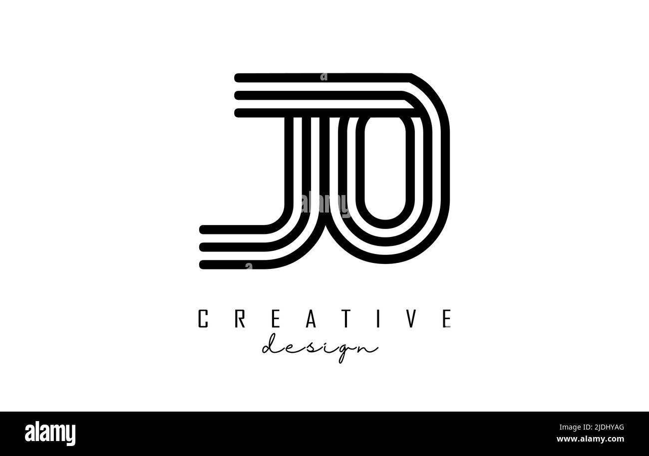 Black lines JO j o letters with monogram Logo Design. Creative vector ...