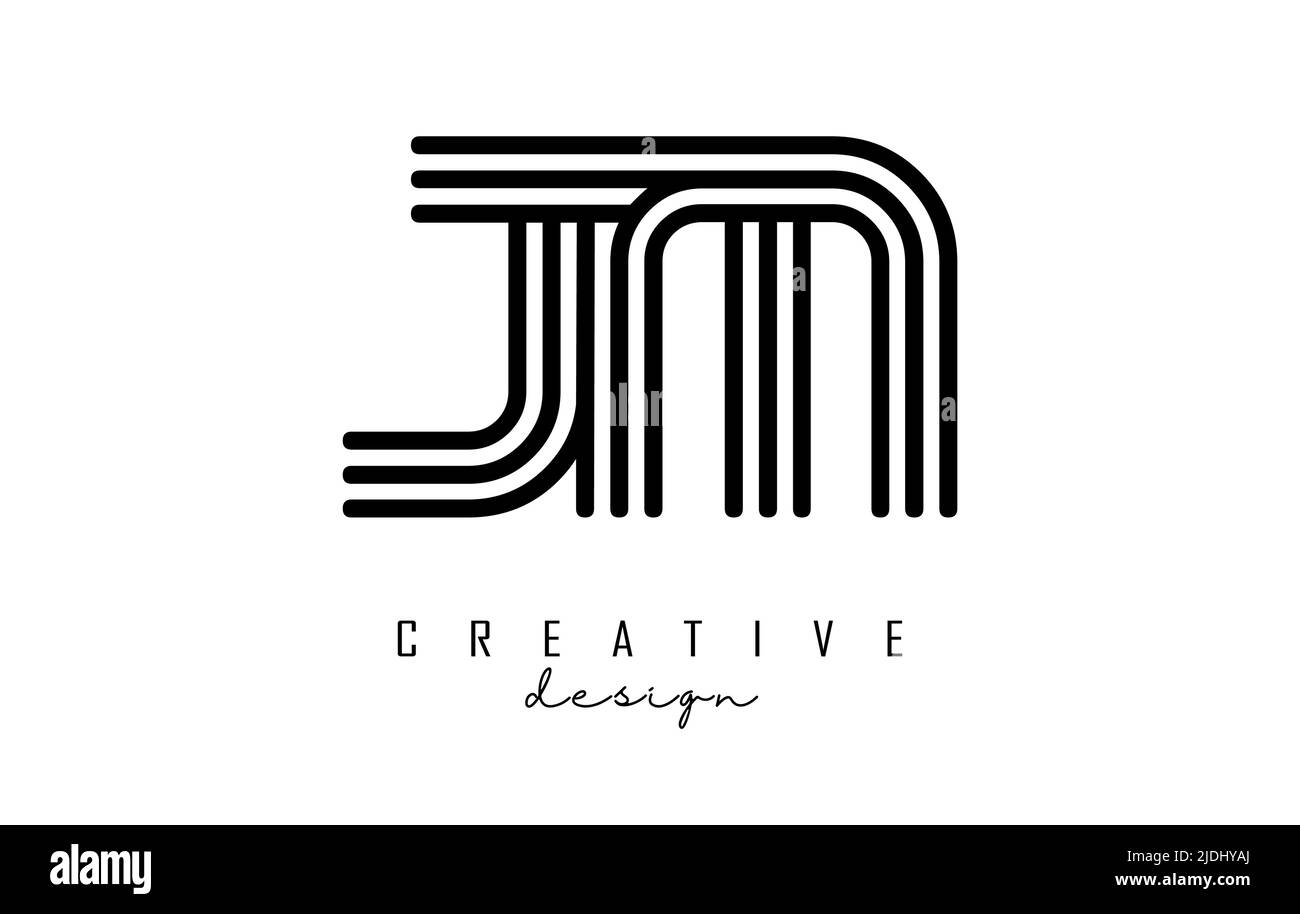 Black lines JM j m letters with monogram Logo Design. Creative vector ...