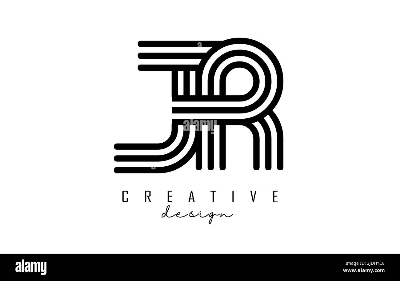 Black lines JR j r letters with monogram Logo Design. Creative vector ...