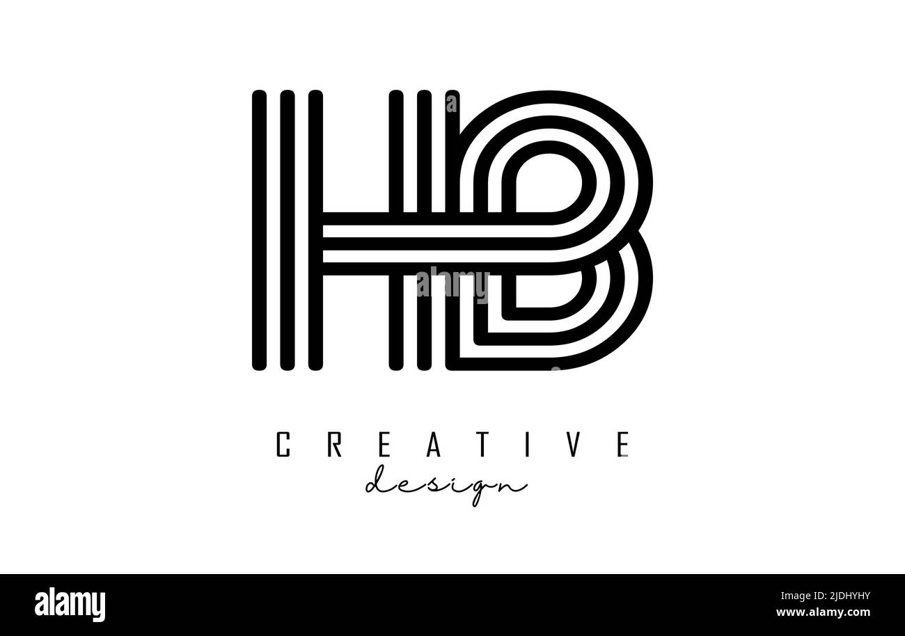 Black lines HB h b letters with monogram Logo Design. Creative vector ...