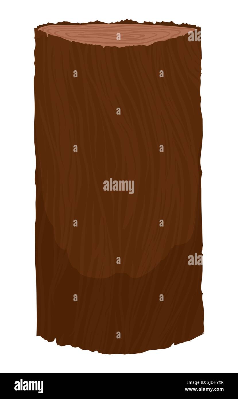 Wooden trunk in vertical position. Design in cartoon style, isolated ...