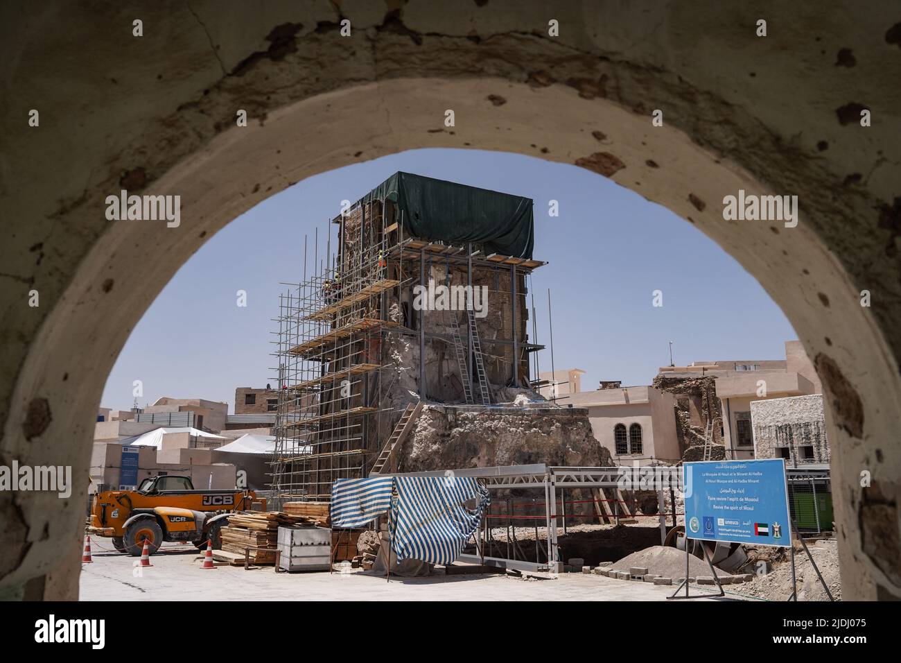 Mosul, Iraq. 21st June, 2022. A view of the reconstruction works at al ...