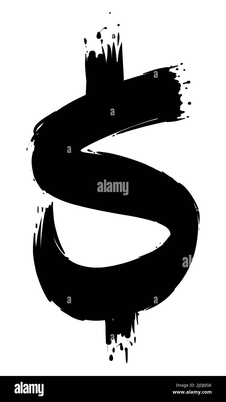 Street art design of money symbol in black paint and brush strokes ...