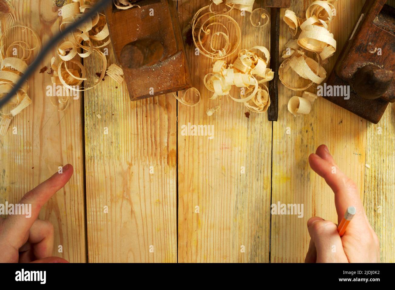 carpenter working,hammer,meter and screw-driver on construction ...