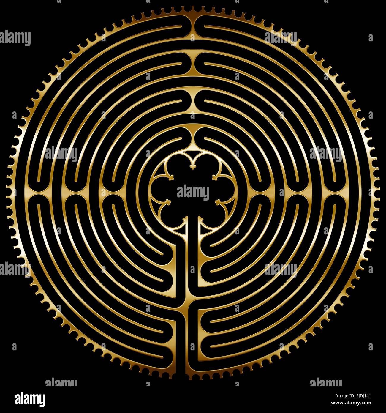 Labyrinth of the cathedral of Chartres, France, illustration on the ...