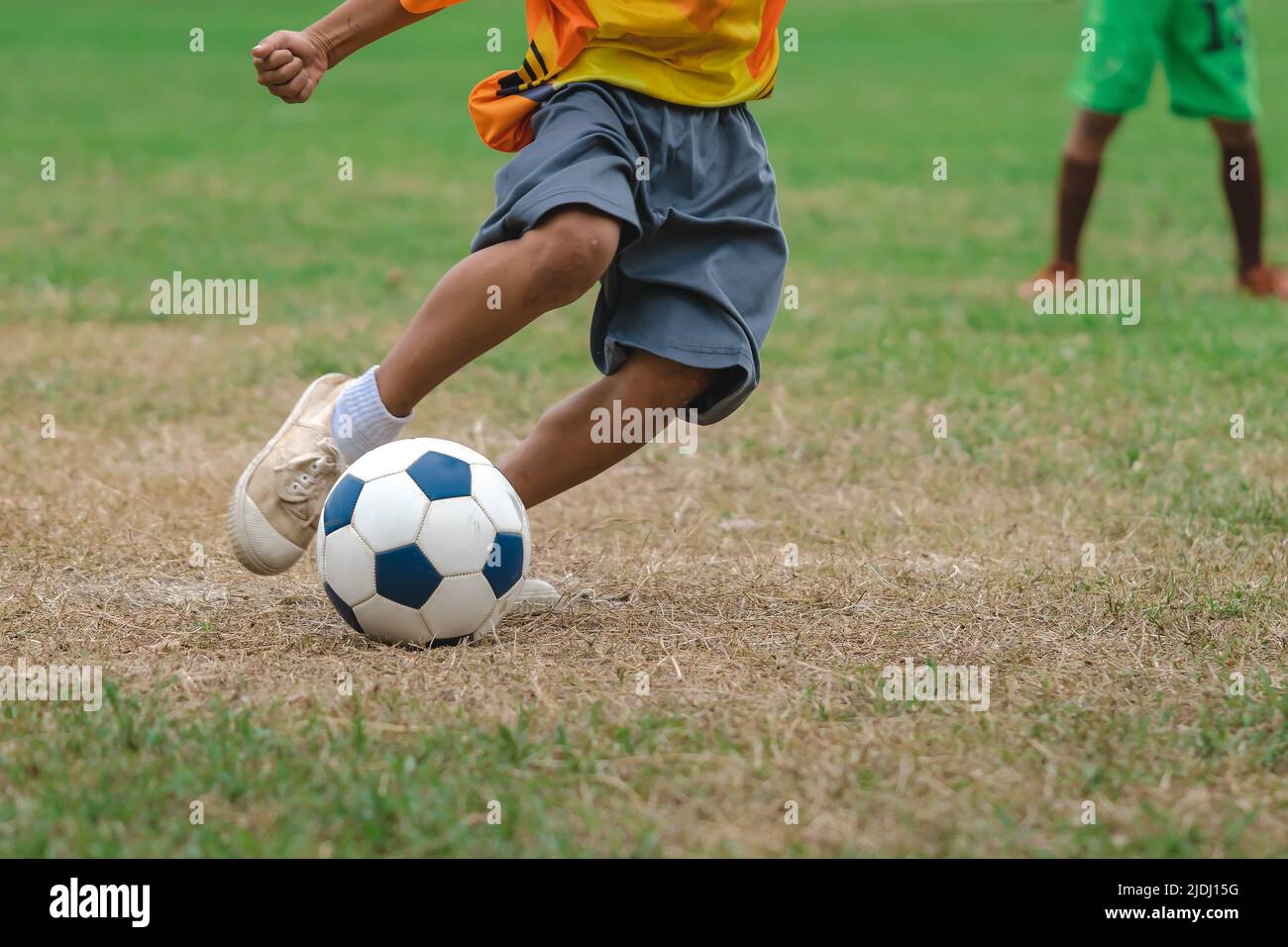 Football soccer children training class. Kindergarten and elementary ...