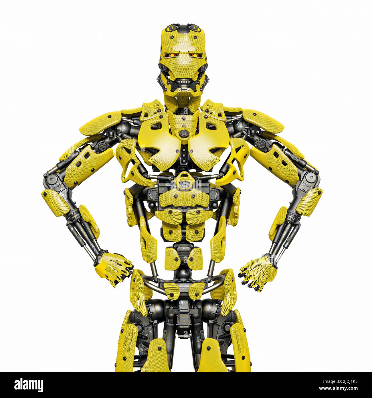 cyborg is doing a super hero pose, 3d illustration Stock Photo - Alamy
