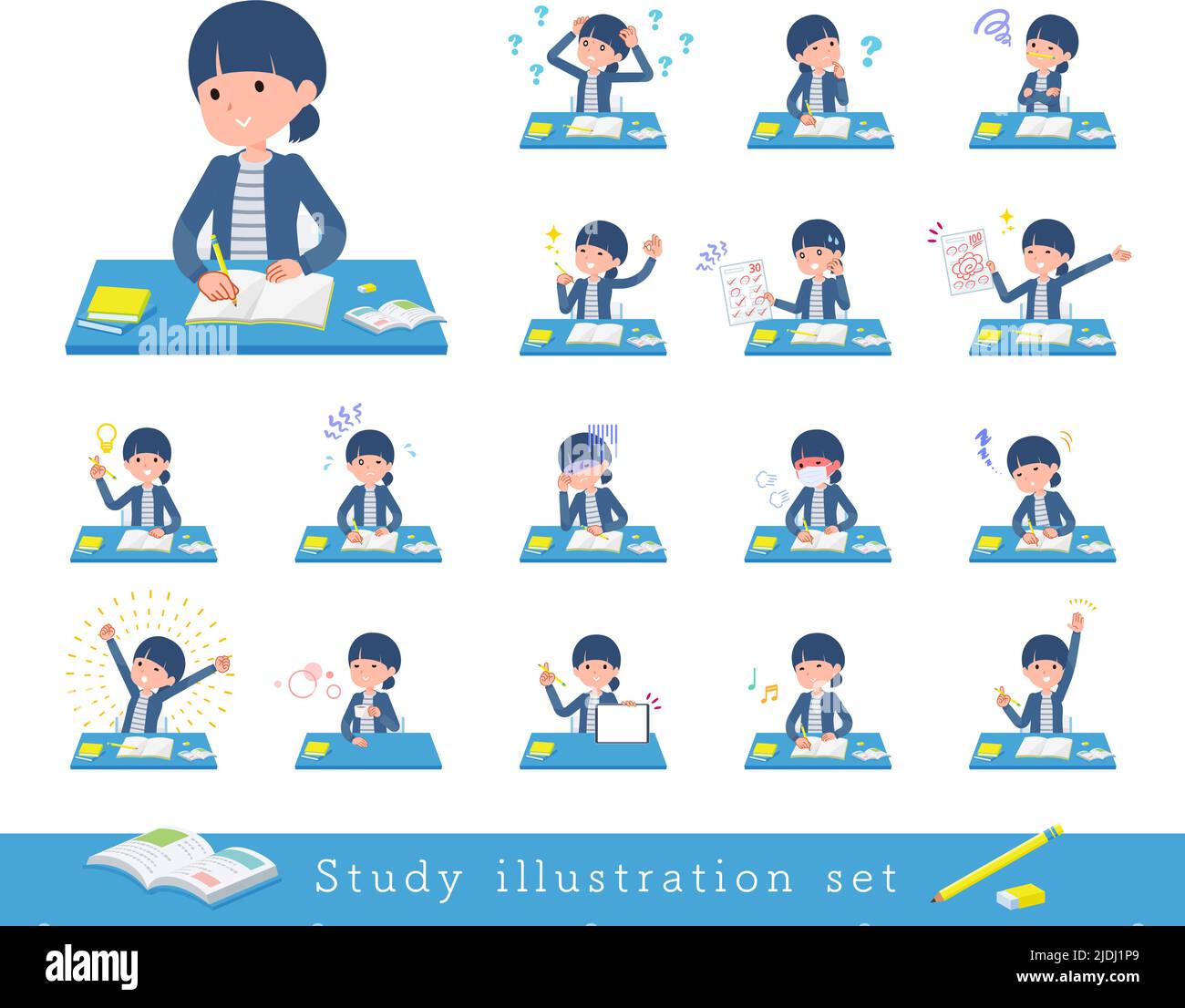 A set of natural style women on study.It's vector art so easy to edit ...