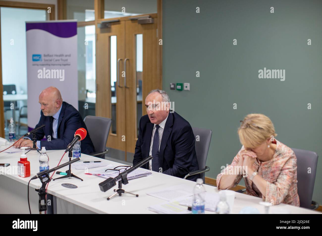 (Left-right) Dr Chris Hagan, Medical Director of the Belfast Trust, Mr ...