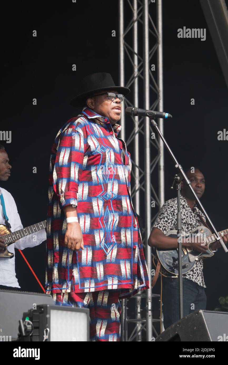 Congolese musician Kanda Bongo Man performing on stage at the 2022 ... Congolese musician Kanda Bongo Man performing on stage at the 2022 ...