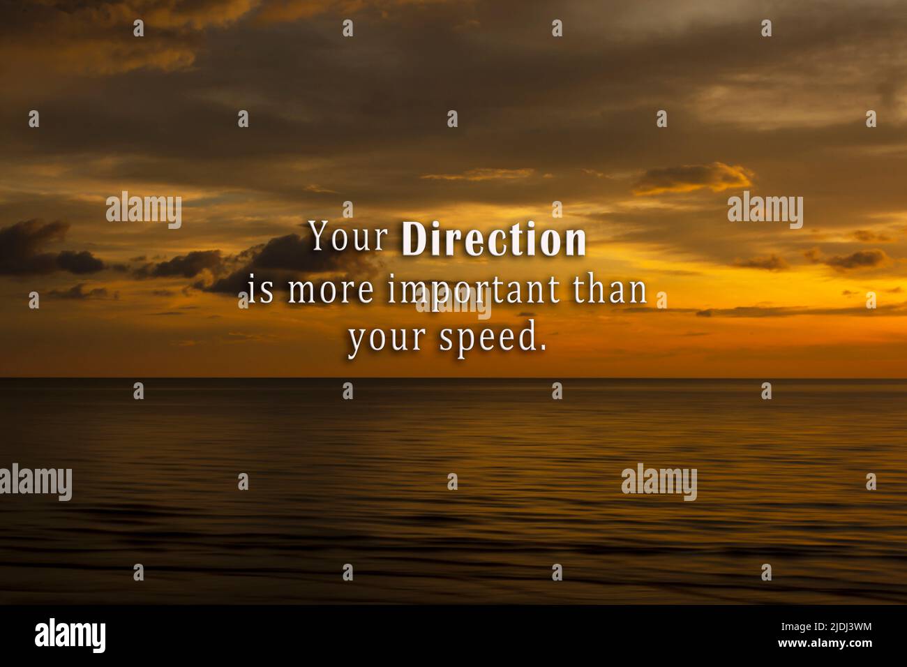 Motivational and inspirational quote on sunset beach - Your direction ...