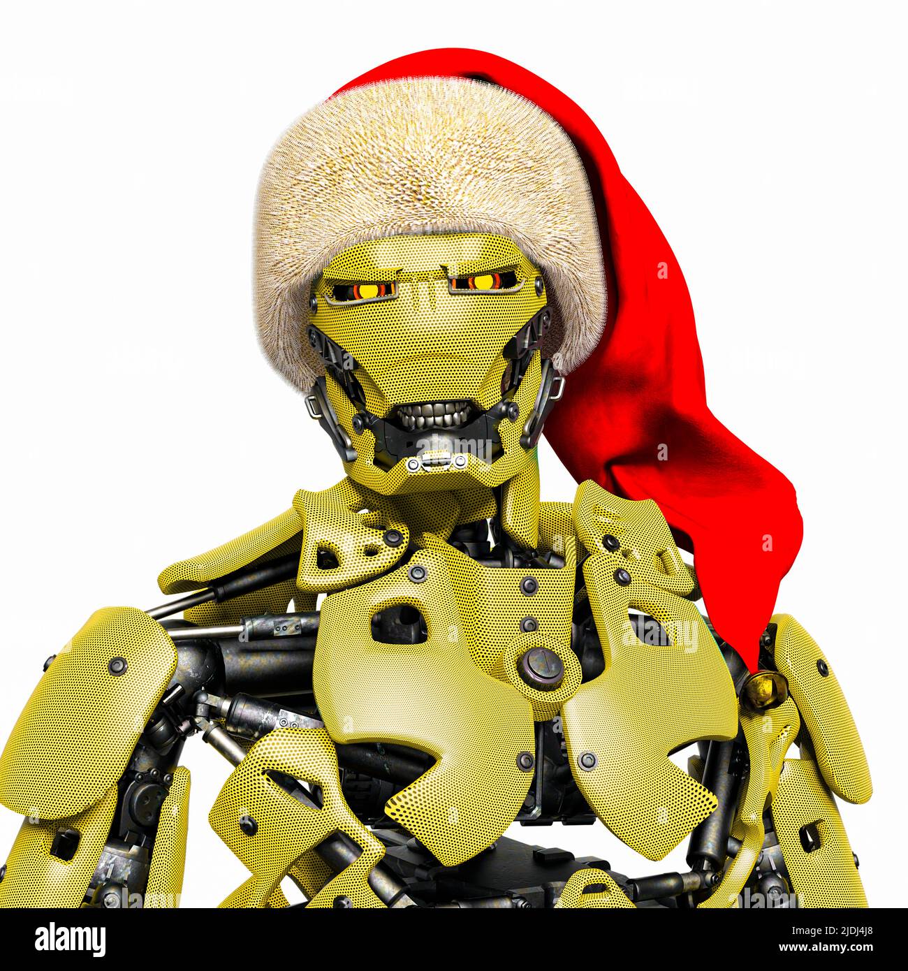 cyborg is the santa this time, 3d illustration Stock Photo - Alamy