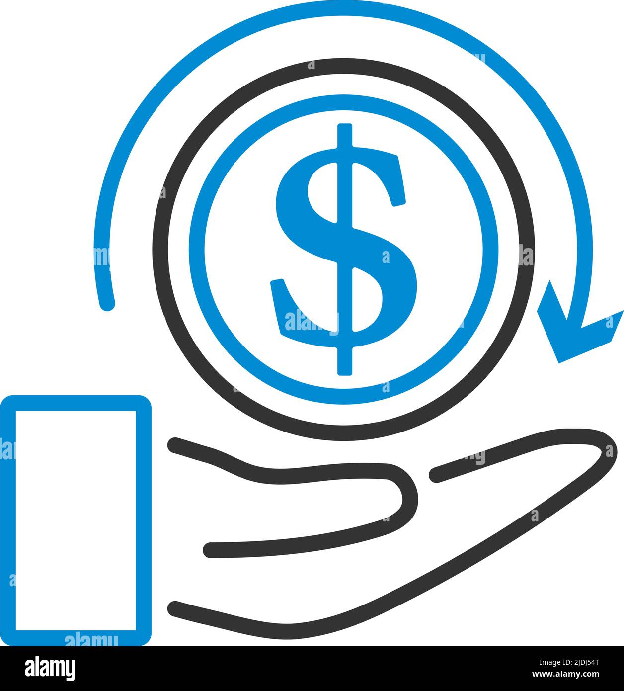 Cash Back Coin To Hand Icon. Editable Bold Outline With Color Fill Design. Vector Illustration ...