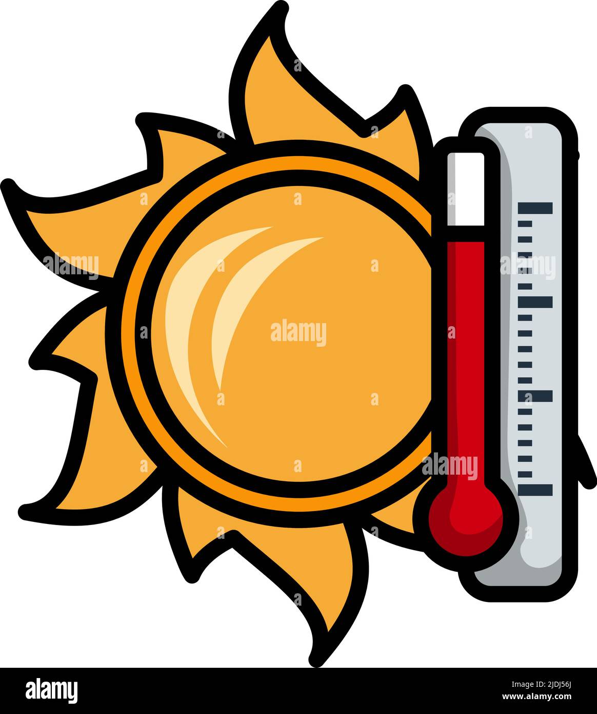 Icon Of Sun And Thermometer. Editable Bold Outline With Color Fill ...