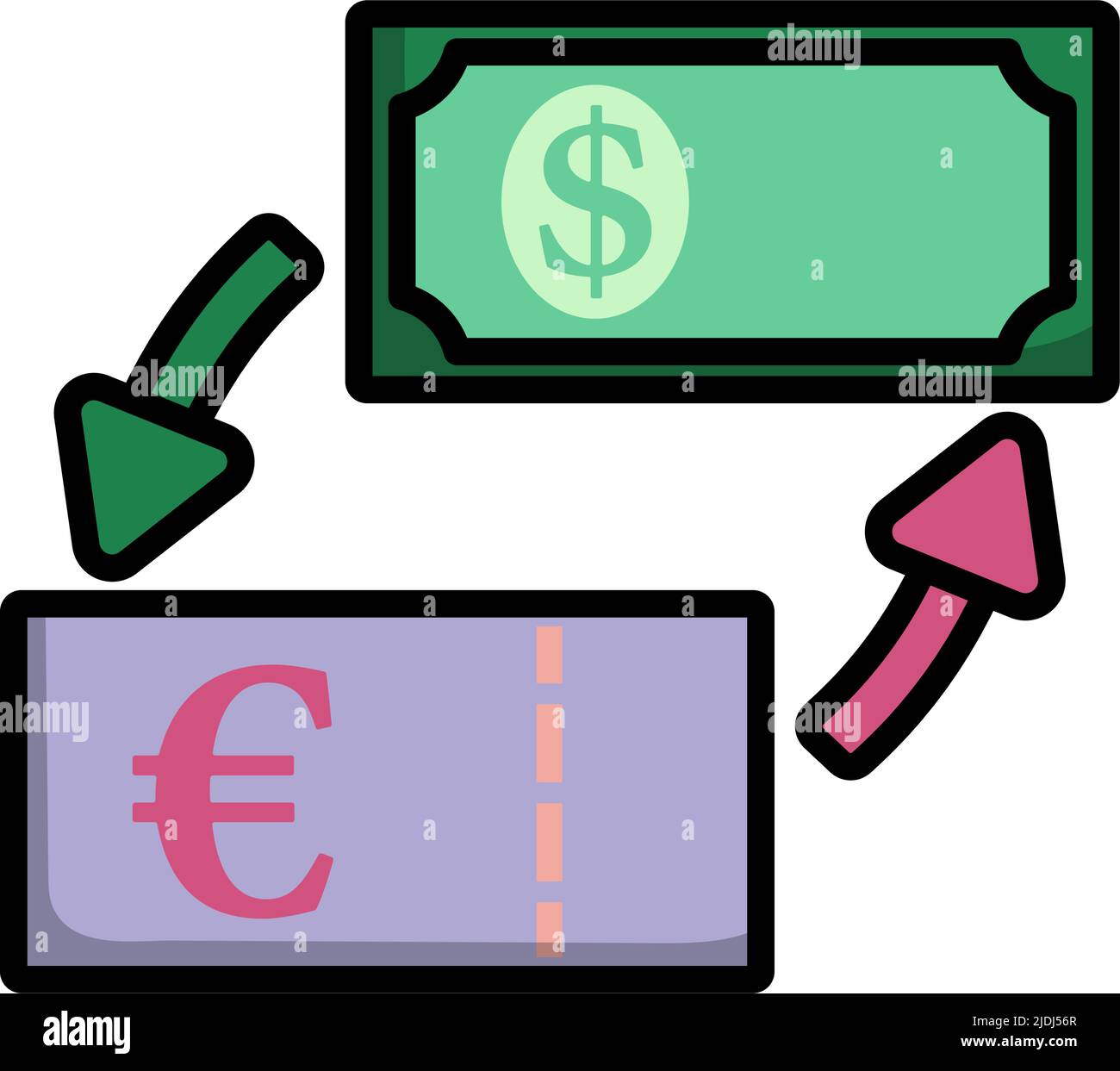 Icon Of Currency Exchange. Editable Bold Outline With Color Fill Design ...