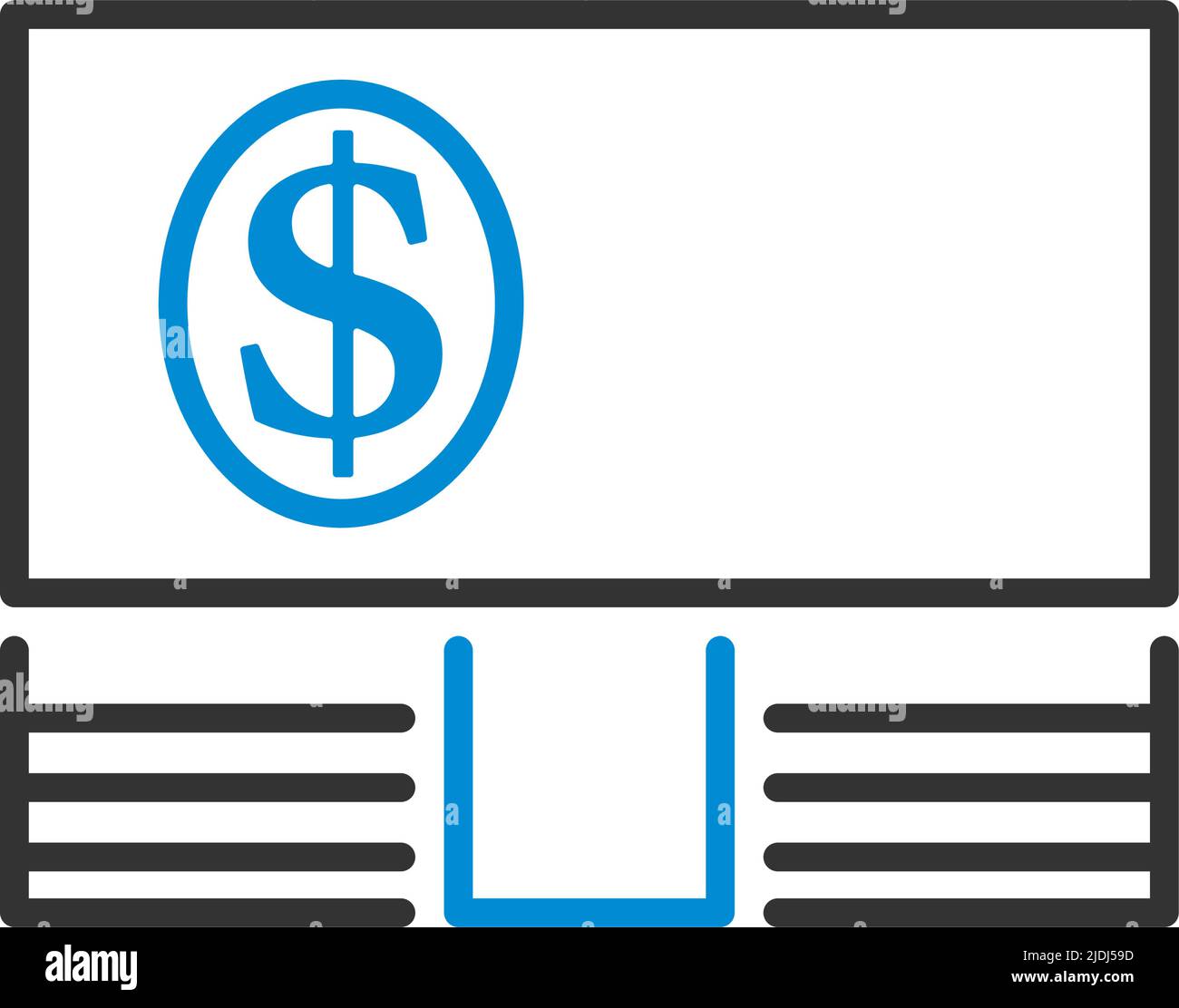 Banknote On Top Of Money Stack Icon. Editable Bold Outline With Color ...