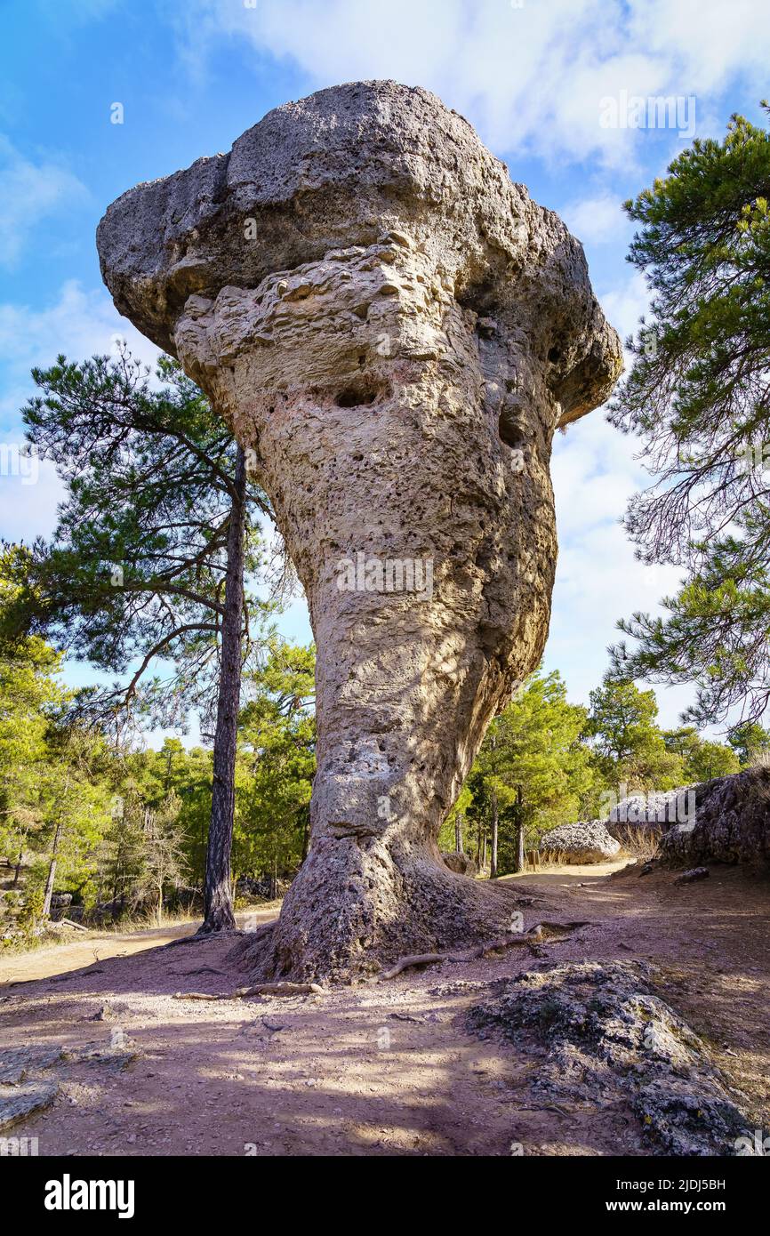 Vertical rock formation of the enchanted city, Cuenca natural park ...
