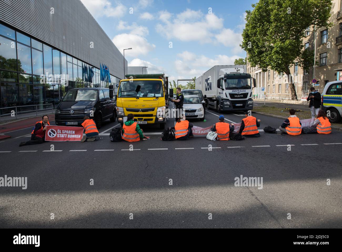 Berlin, Germany. 21st June, 2022. Several climate activists from the ...