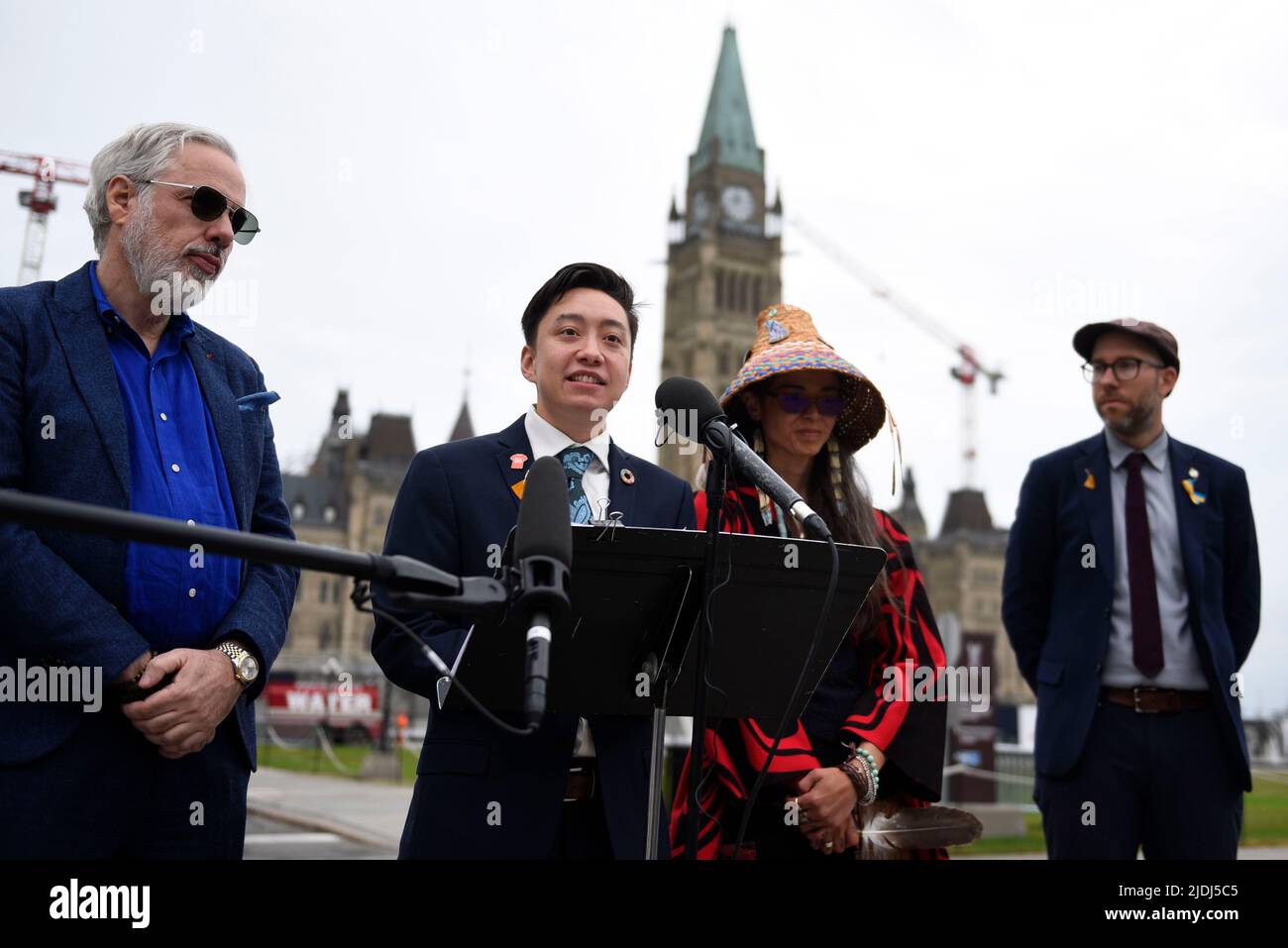 Interim Green Party Leader Amita Kuttner, centre, speaks as newly ...