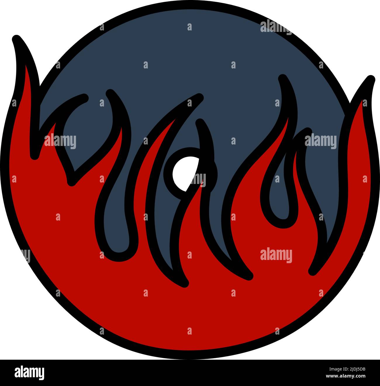 Flame Vinyl Icon. Editable Bold Outline With Color Fill Design. Vector ...