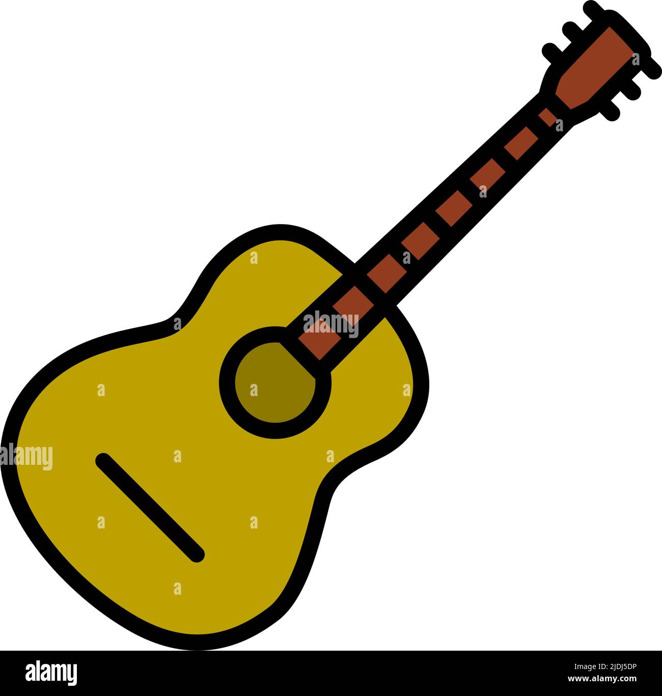 Acoustic Guitar Icon. Editable Bold Outline With Color Fill Design ...