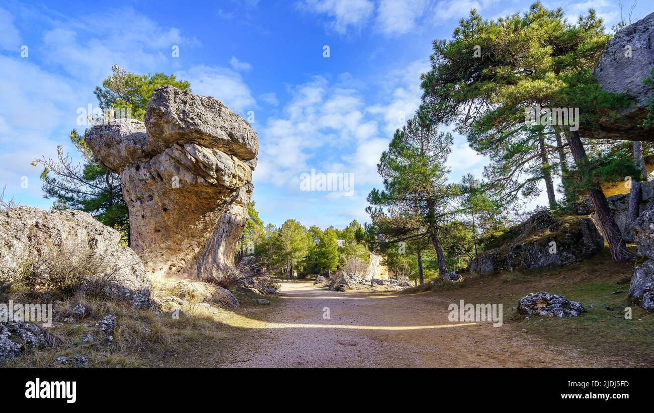 Panoramic with strange rock formations of the Enchanted City of Cuenca ...