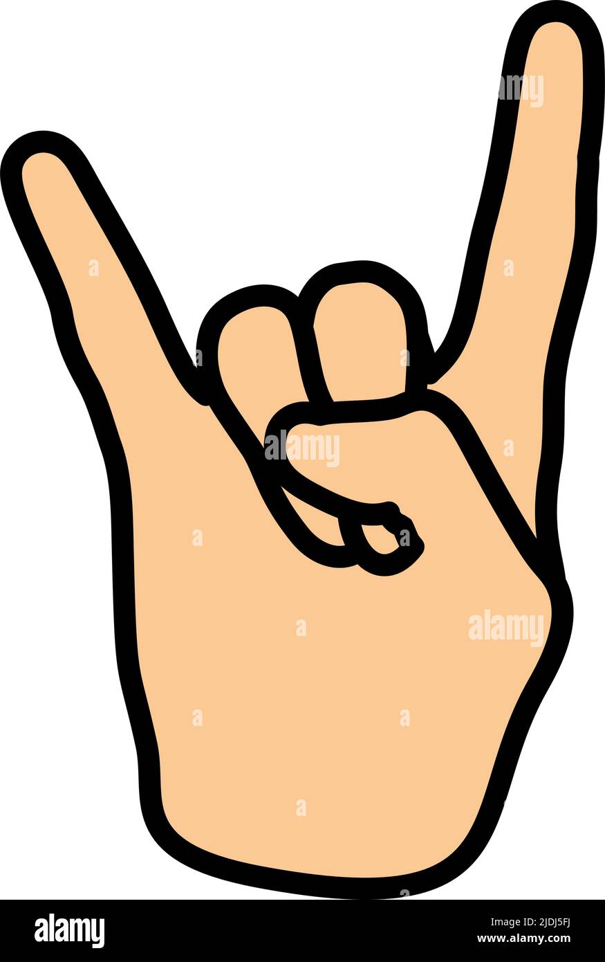 Rock Hand Icon. Editable Bold Outline With Color Fill Design. Vector ...