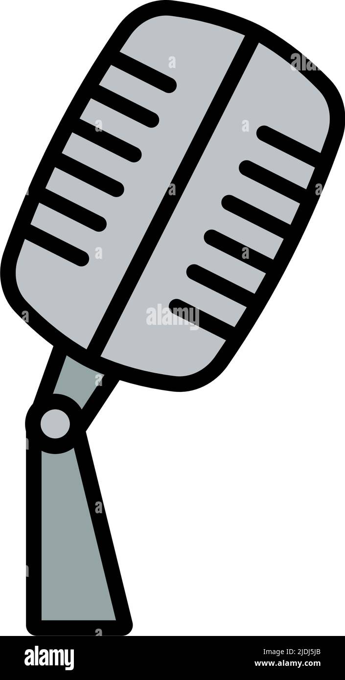 Old Microphone Icon. Editable Bold Outline With Color Fill Design ...