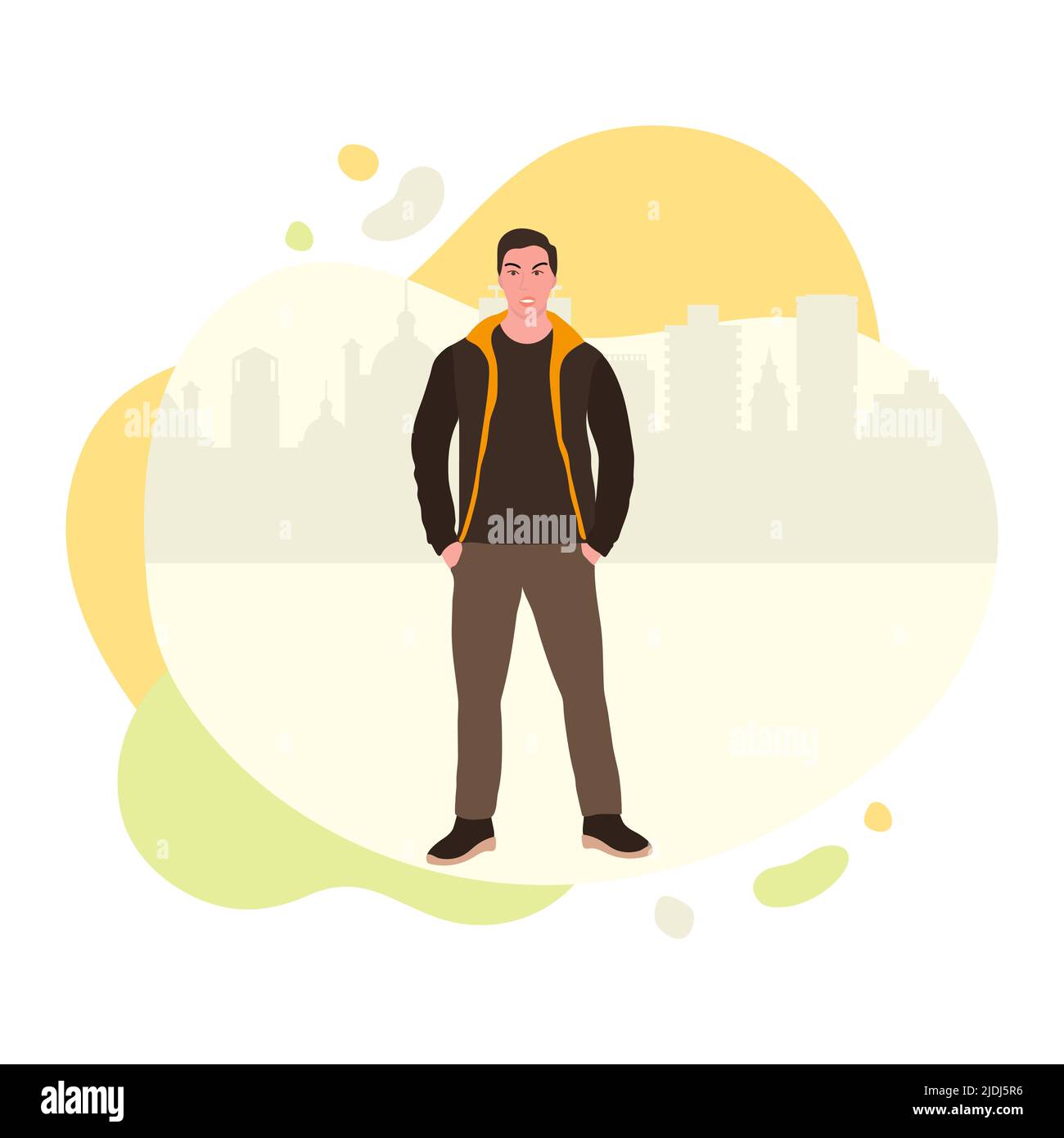 Vector illustration Man is upset. Emotions. Depressed man is in pain ...