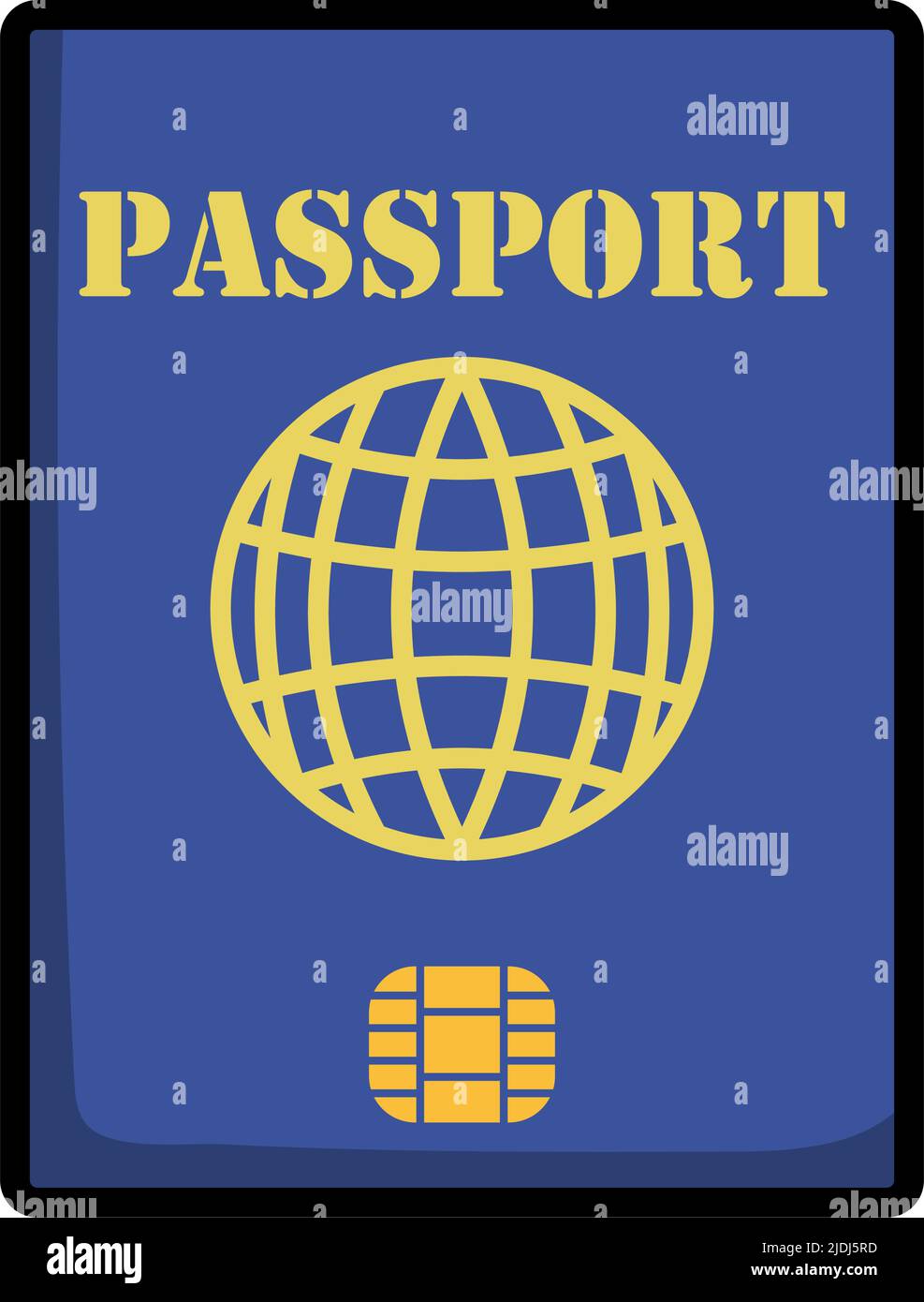 Icon Of Passport With Chip. Editable Bold Outline With Color Fill ...