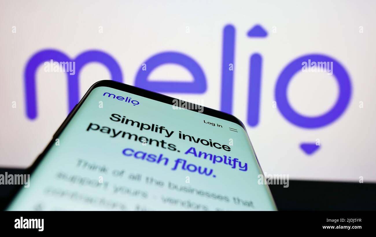 Smartphone with website of US financial company Melio Payments Inc. on ...