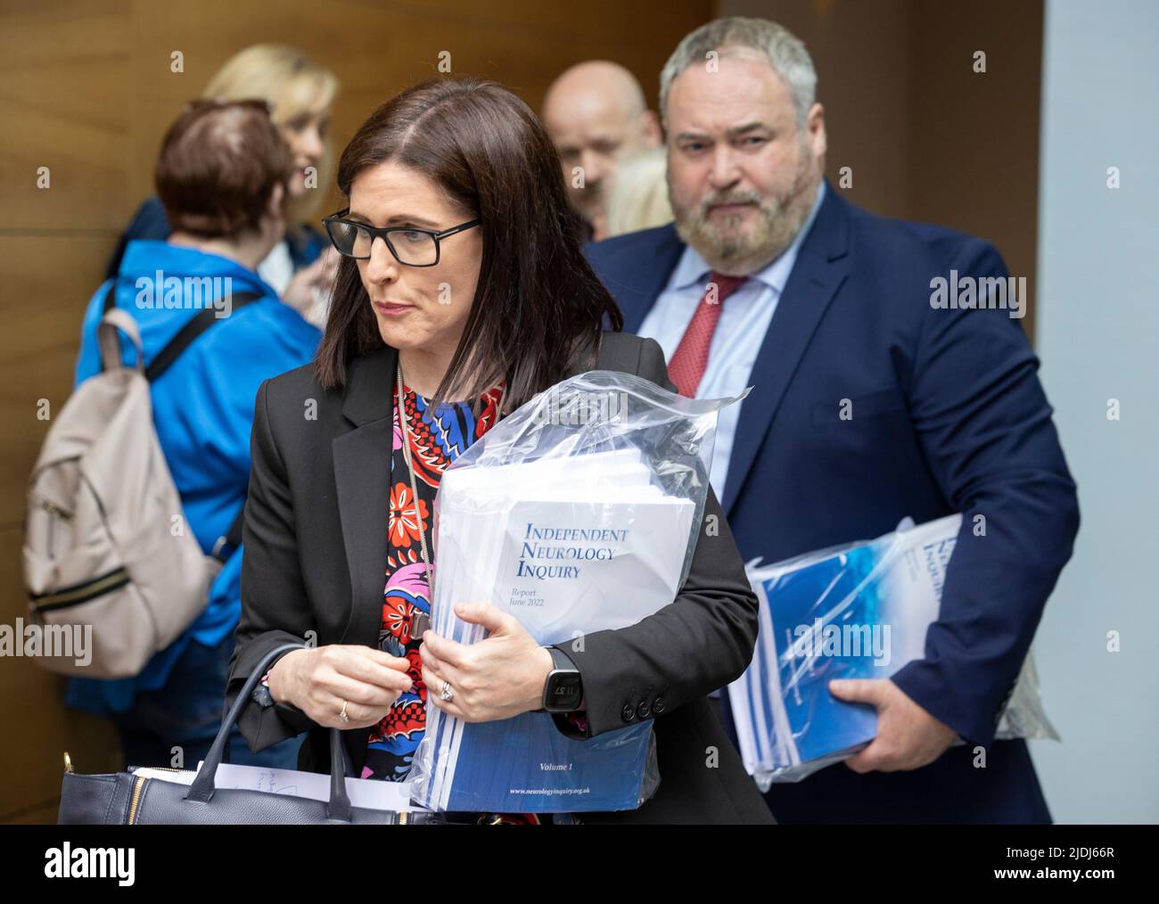 Alliance MLA Paula Bradshaw and Sinn Fein MLA Colm Gildernew leave Law ...