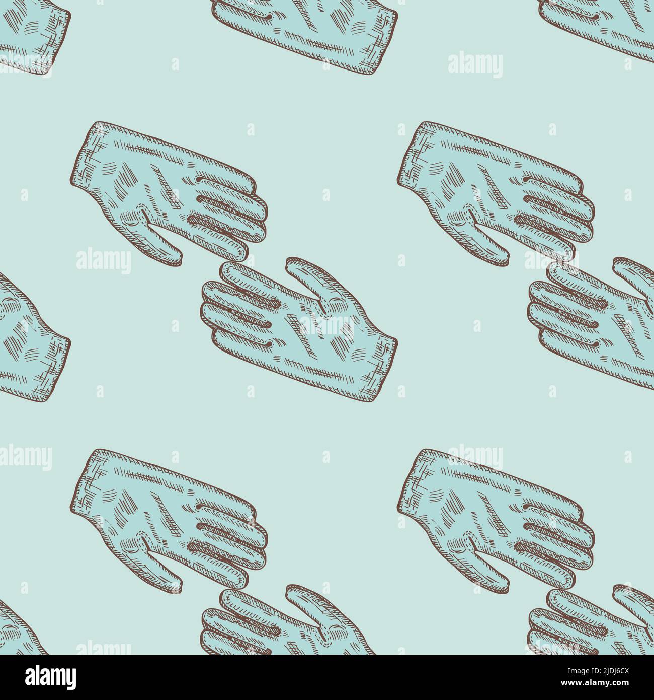 Football glove sketch seamless pattern. Vintage element of goalkeeper ...