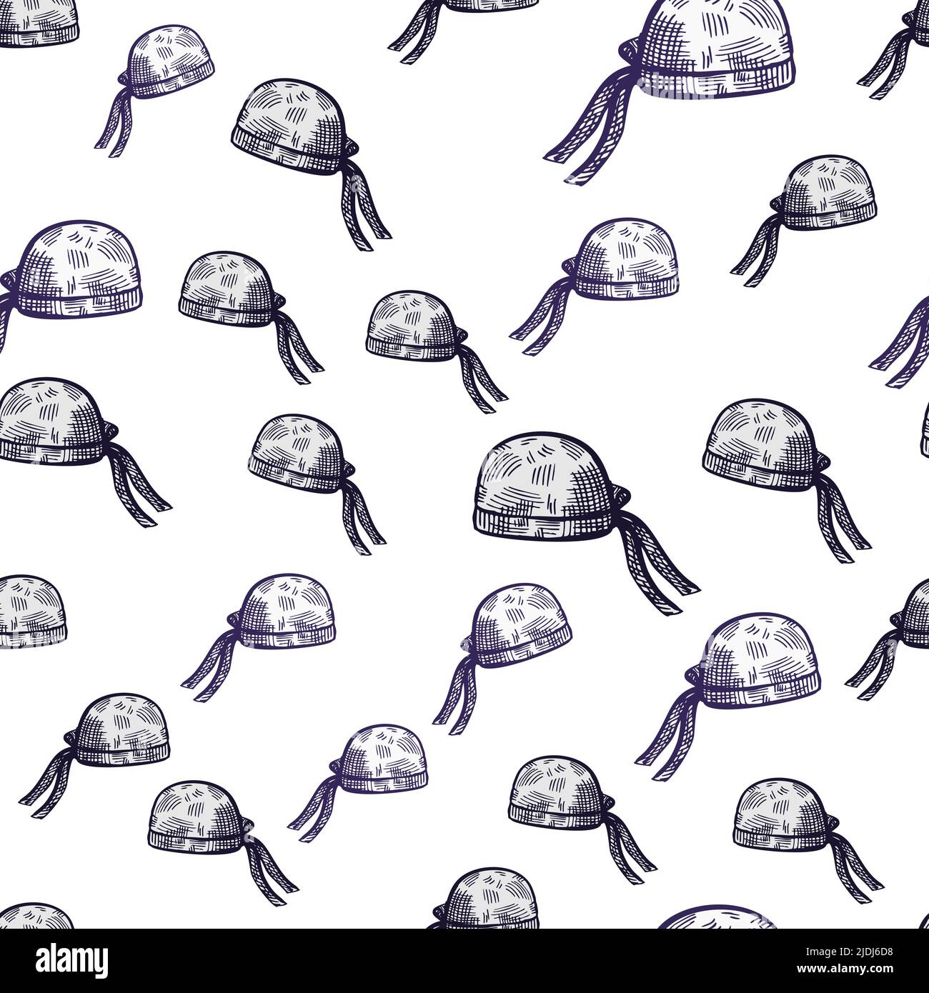 Bandana chef hat seamless pattern engraving. Vintage cooking background ...