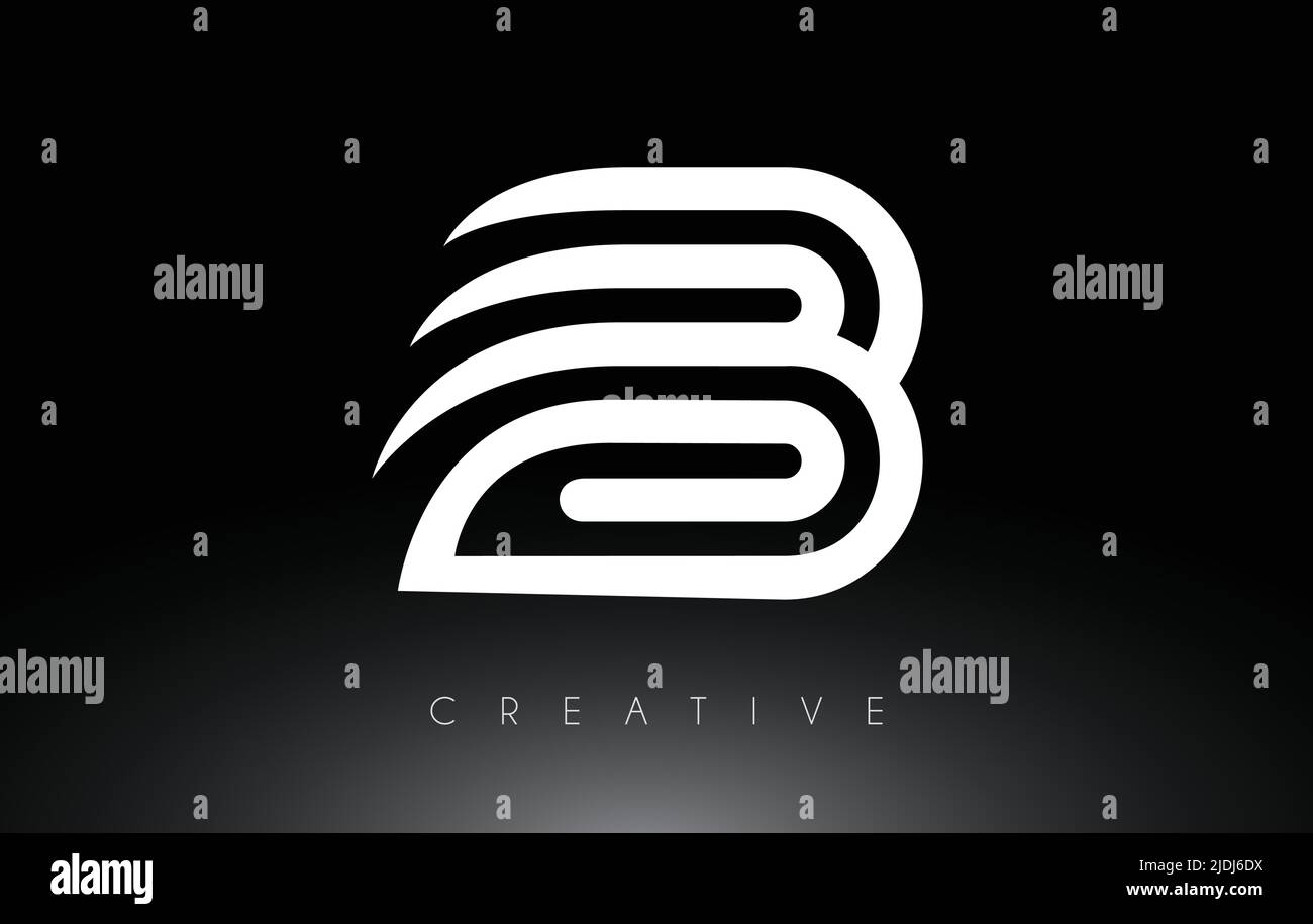 B Letter Logo with Swoosh Creative Lines and Monogram Look Vector ...