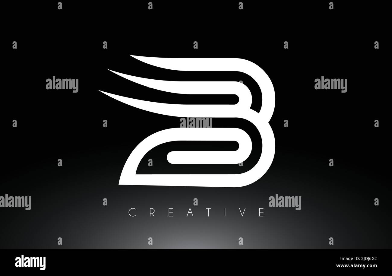 B Letter Logo with Swoosh Creative Lines and Monogram Look Vector ...