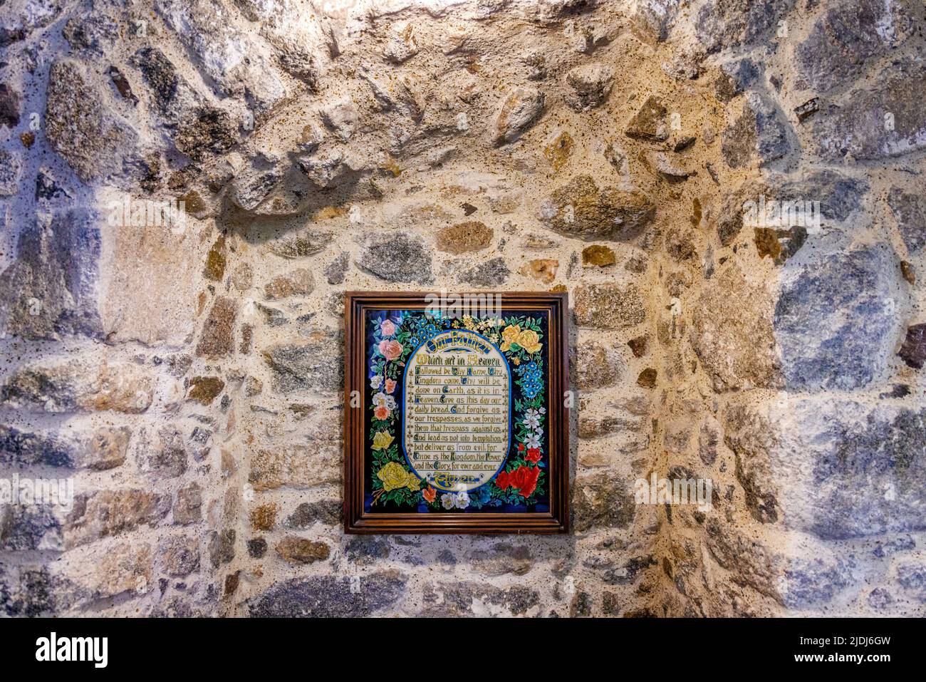The words of the Lord's Prayer St Tugual's Chapel in Herm, an island in the Bailiwick of ...