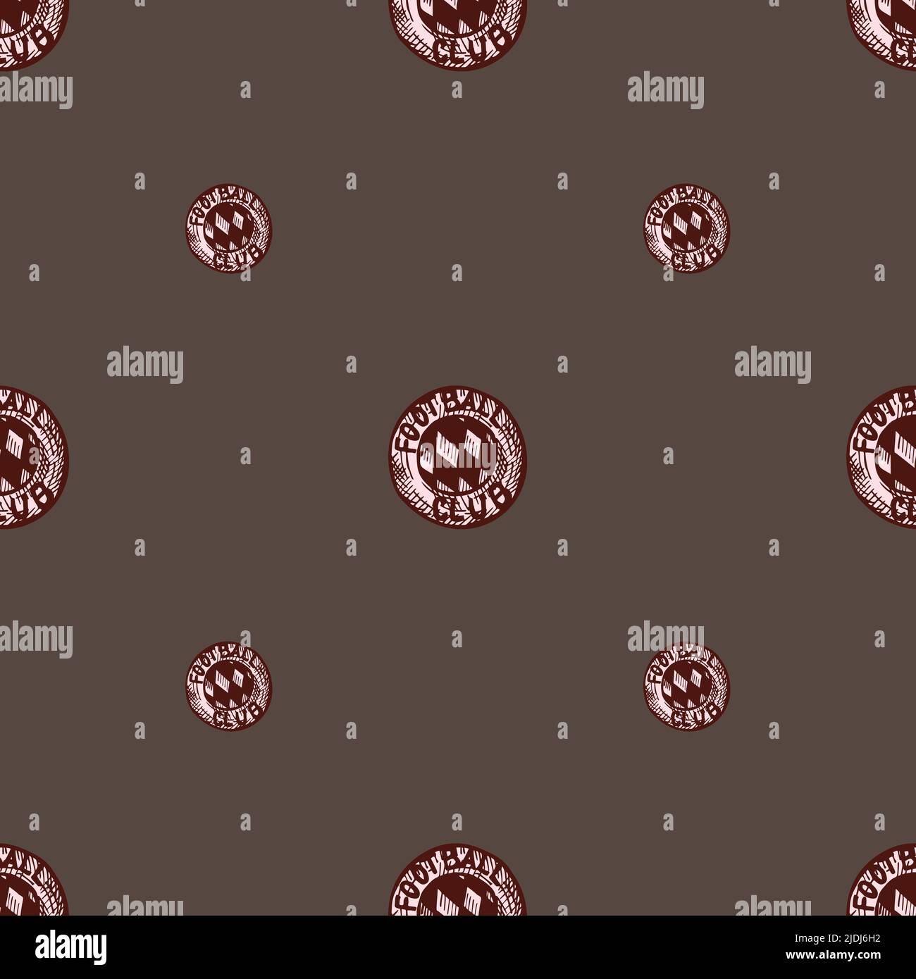 Football emblem engraving seamless pattern. Vintage background sport ...