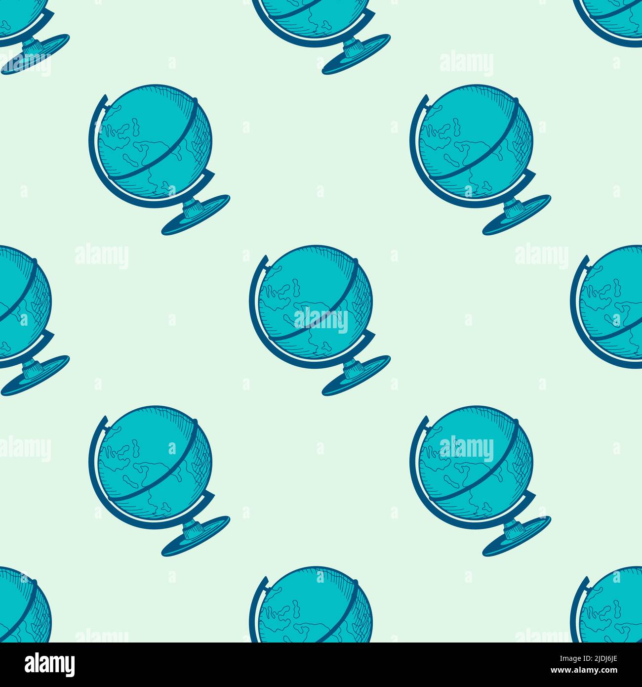 The globe engraved seamless pattern. Vintage world map in hand drawn ...