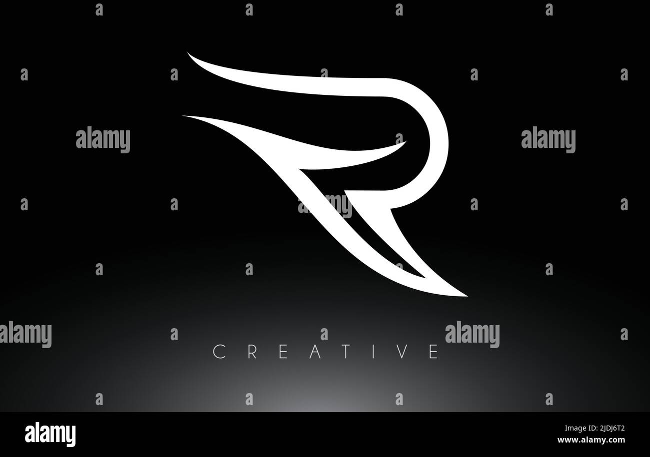 R Letter Logo with Swoosh Creative Lines and Monogram Look Vector ...